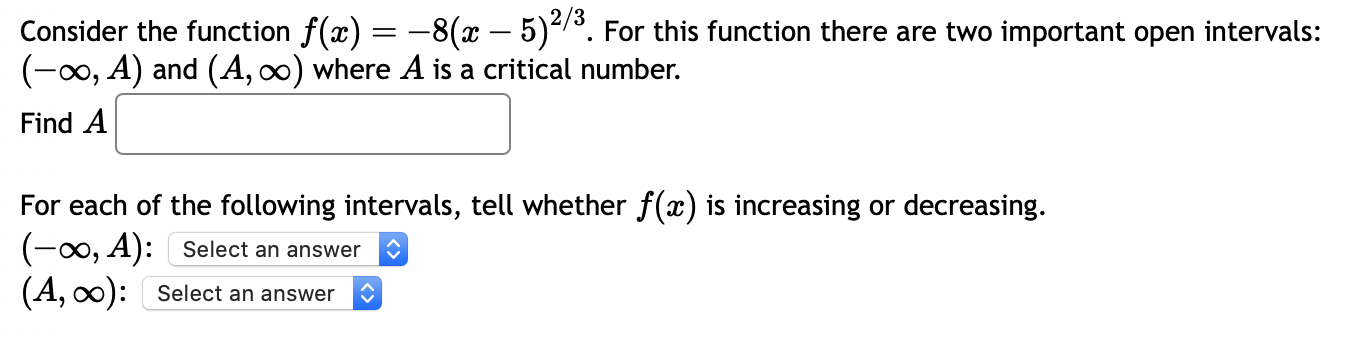 Solved Consider the function f(x)=−8(x−5)2/3. For this | Chegg.com