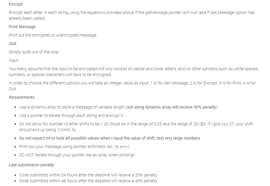 Solved 5.18 Homework 3 Encryption using Pointers and Dynamic | Chegg.com