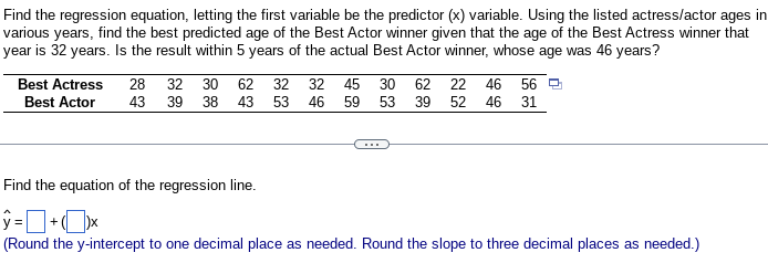 Solved Find the regression equation, letting the first | Chegg.com