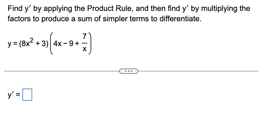 Solved Find y′ by applying the Product Rule, and then find | Chegg.com