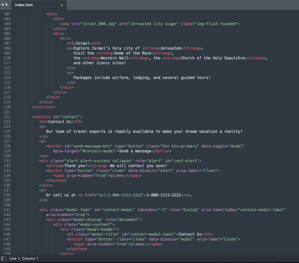 Solved 10.11 LAB: Bootstrap for a vacation website The | Chegg.com