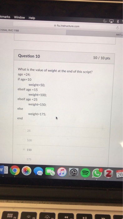 Solved kmarks Window Help fiu.instructure.com 1054L RVC 1188 | Chegg.com