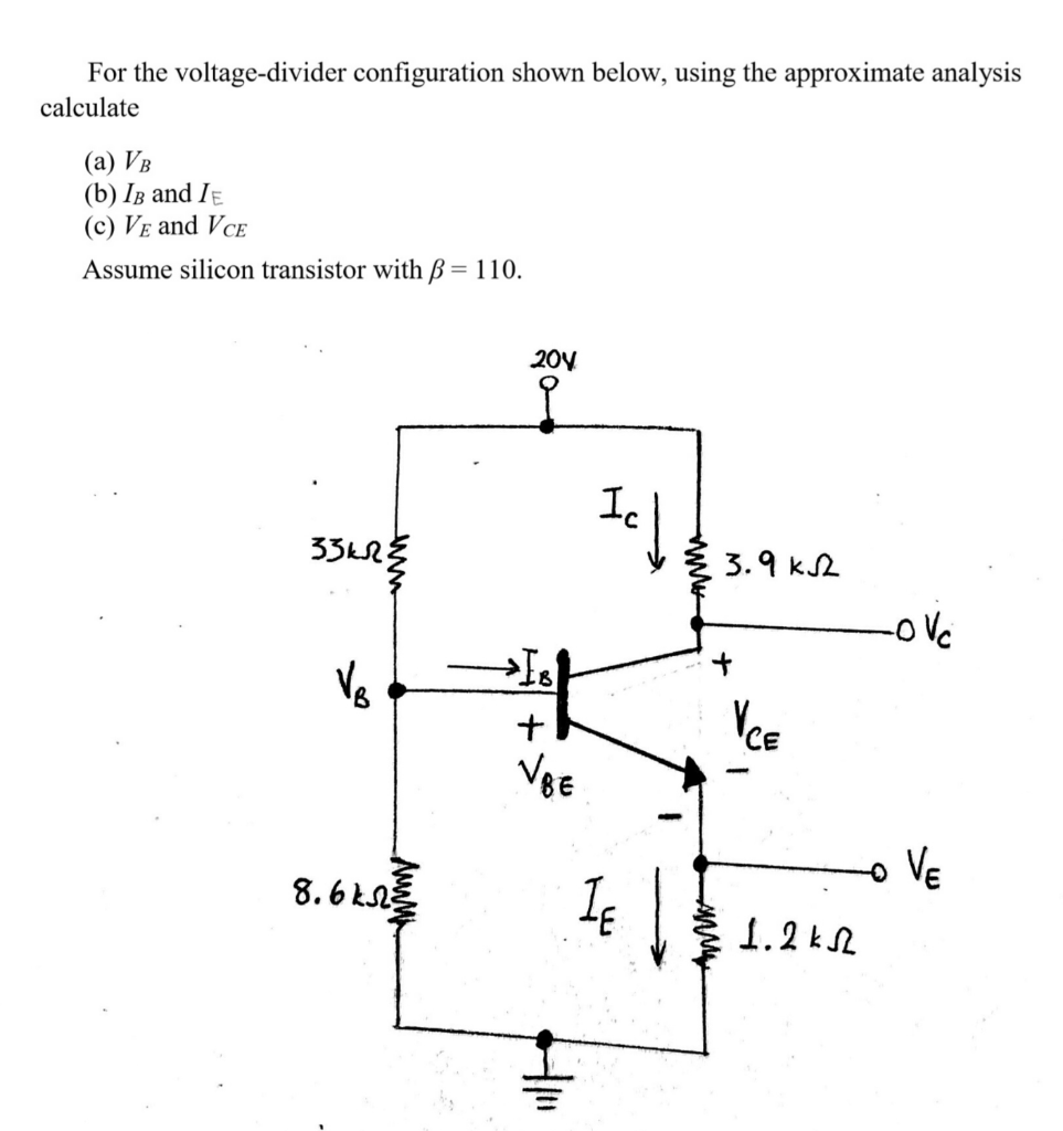 Solved For the voltage-divider configuration shown below, | Chegg.com