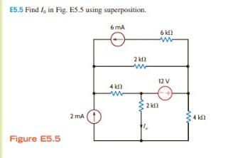 Solved E5.5 Find I0 in Fig. E5.5 using saperposition. | Chegg.com