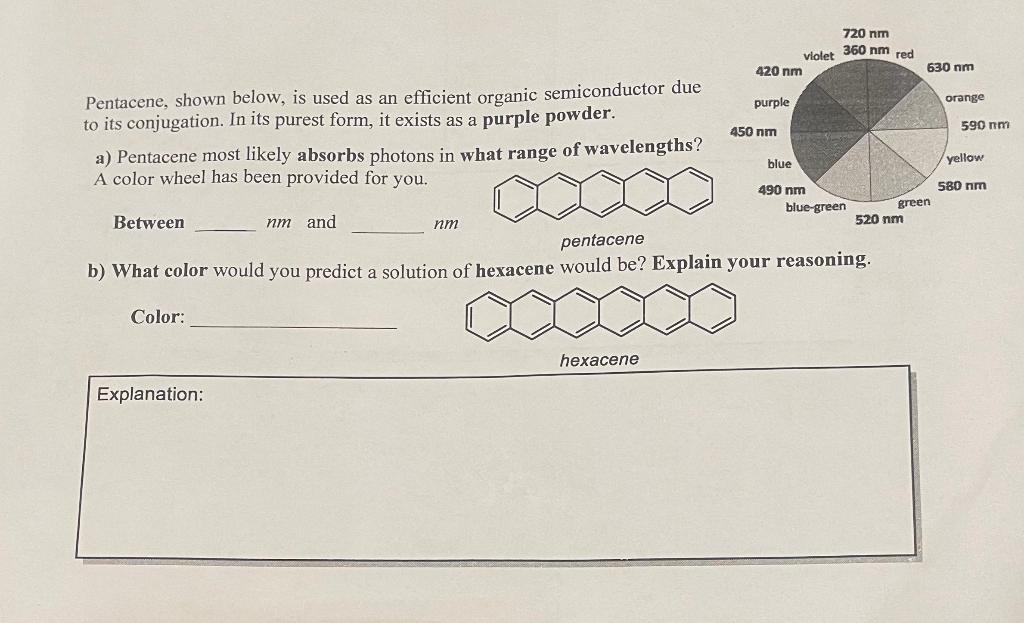 Solved Pentacene, shown below, is used as an efficient | Chegg.com