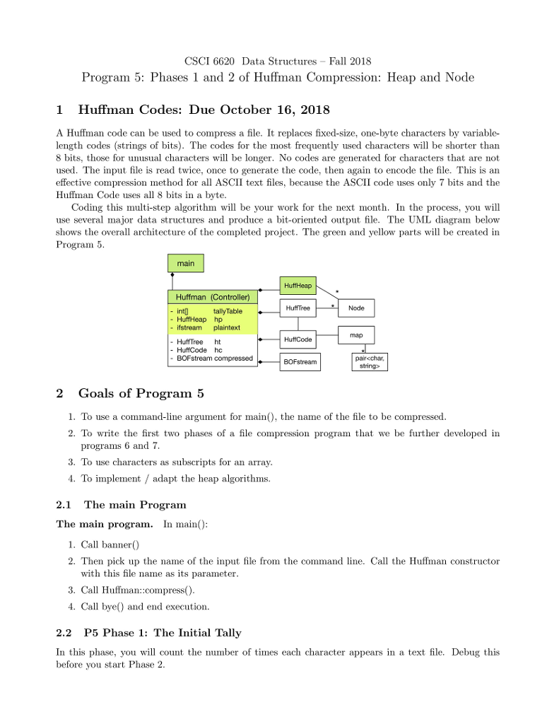 CSCI 6620 Data Structures Fall 2018 Program 5: Phases | Chegg.com
