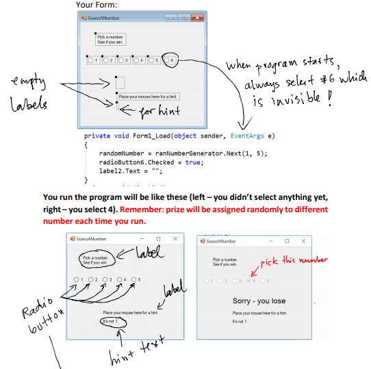 Solved 6. Create a project named GuessANumber with a Form | Chegg.com