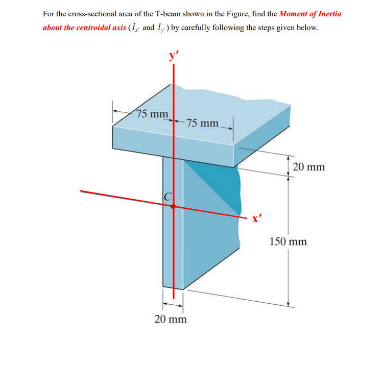 Solved For the cross-sectional area of the T-beam shown in | Chegg.com
