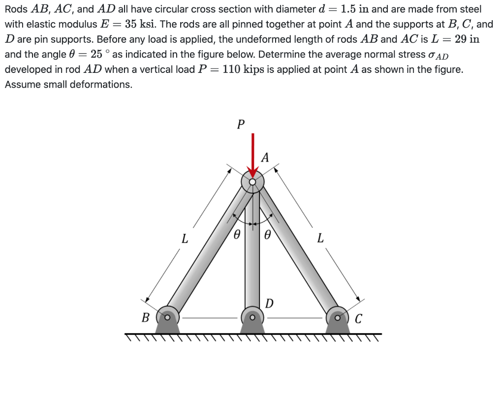 Solved Rods AB, AC, and AD all have circular cross section | Chegg.com
