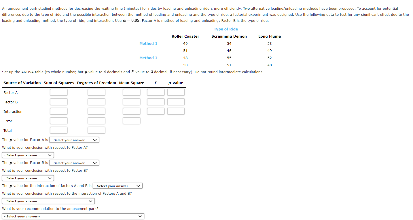 Solved loading and unloading method, the type of ride, and | Chegg.com