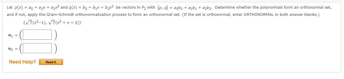 Solved Let P X A0 A1x A2x2 And Q X B0 B1x B2x2 Be Vectors