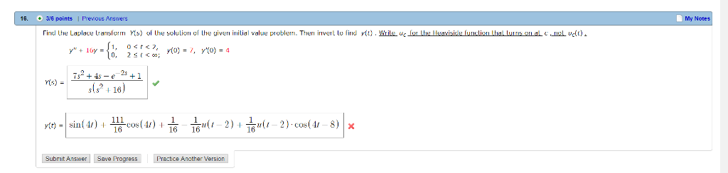Solved 16. V6 points Premous Ansxwers My ss16) T-cos (4, ) | Chegg.com