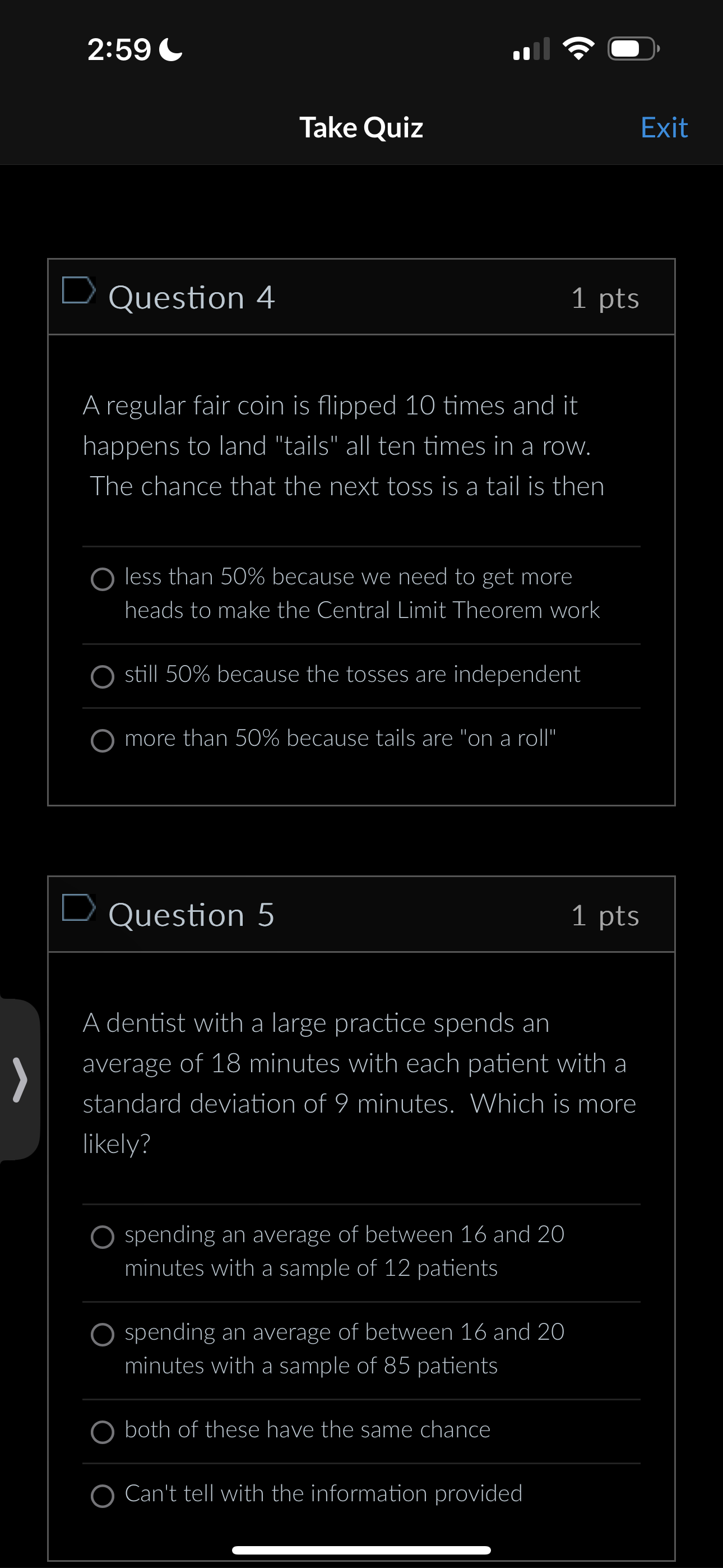 Solved Question 4 1 pts A regular fair coin is flipped 10 | Chegg.com