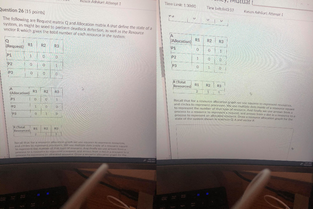 Solved C The following are Request matrix Q and Allocation | Chegg.com