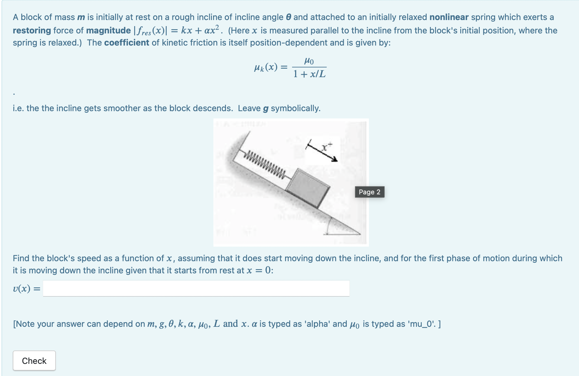 Solved A block of mass m is initially at rest on a rough | Chegg.com