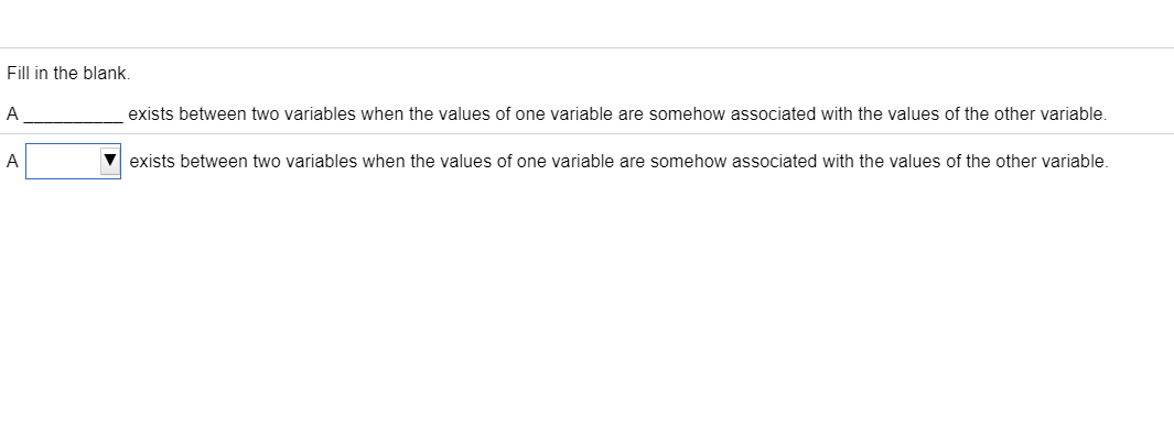 Solved Fill in the blank. A exists between two variables | Chegg.com