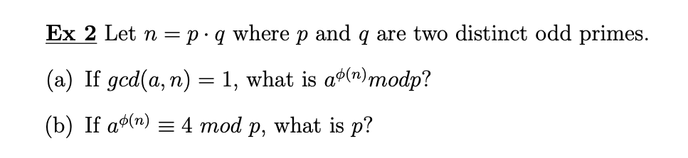 Solved Ex 2 Let n=p:q where p and q are two distinct odd | Chegg.com