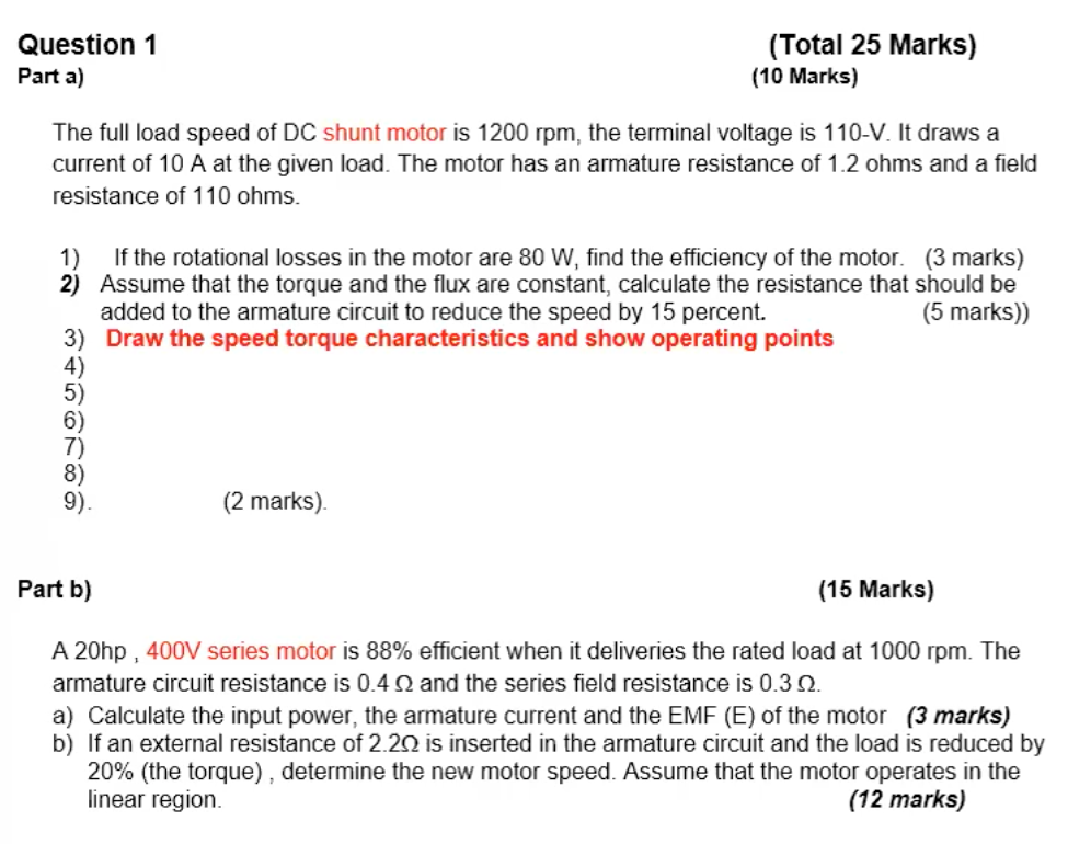 Solved Question 1 Parta) (Total 25 Marks) (10 Marks) The | Chegg.com