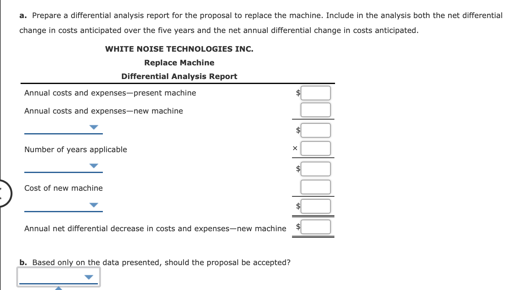 Solved Differential Analysis Report for Machine Replacement | Chegg.com