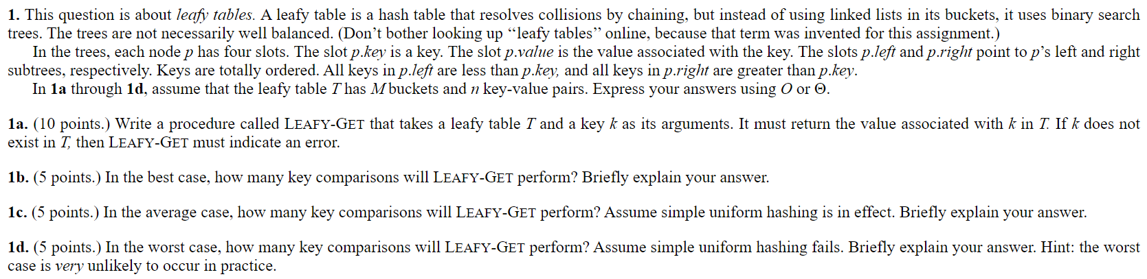 Solved 1 This Question Is About Leafy Tables A Leafy Table 