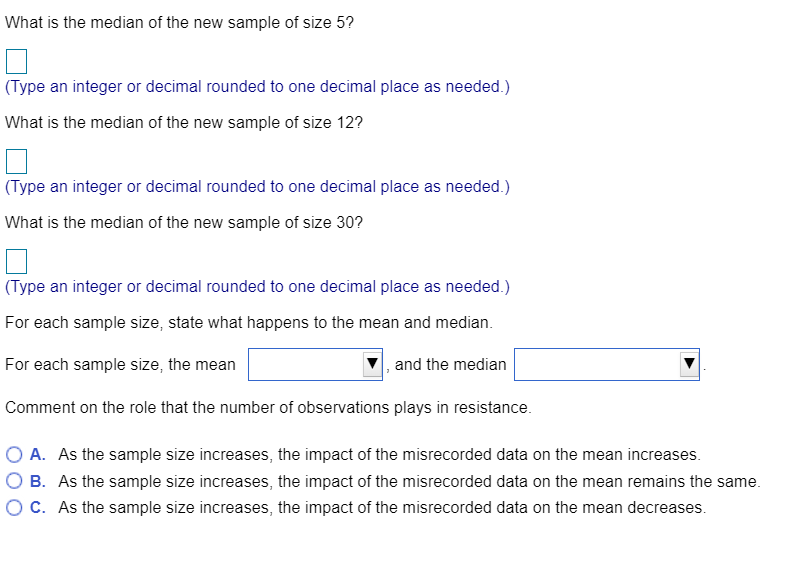 Solved Each of the following three data sets represents the | Chegg.com