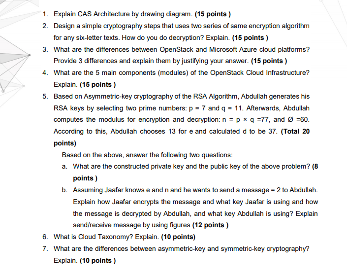 1. Explain CAS Architecture by drawing diagram. (15 | Chegg.com