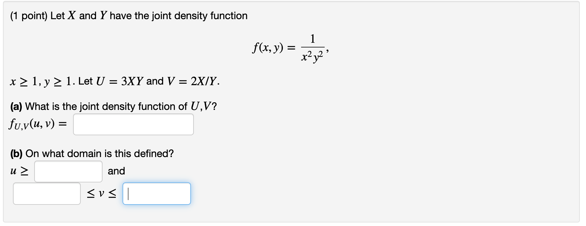 Solved (1 point) Let X and Y have the joint density function | Chegg.com