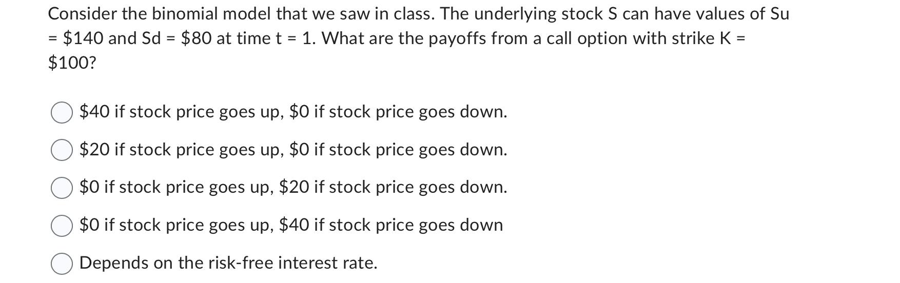 Solved Consider the binomial model that we saw in class. The | Chegg.com