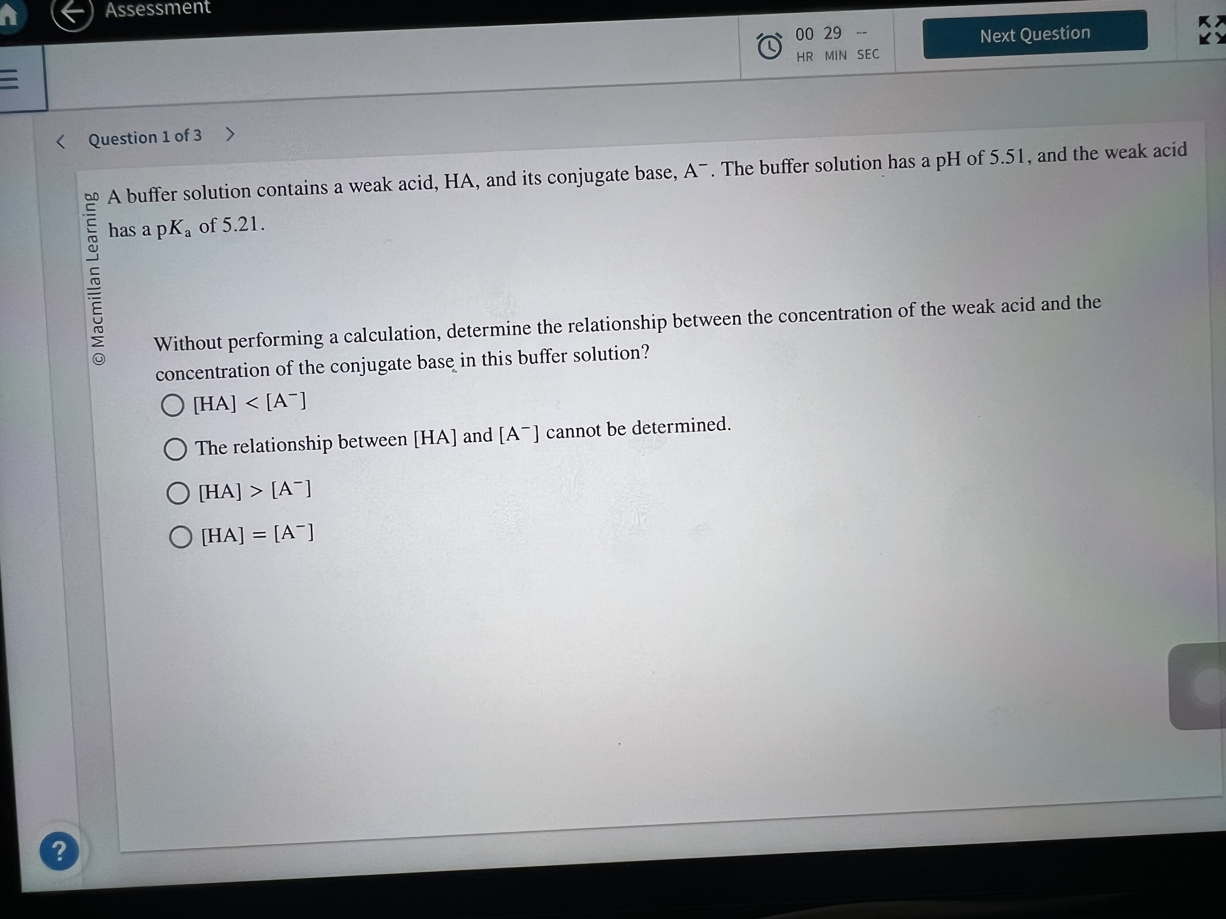 High Quality SOLUTION Question 1 of 3A buffer solution contains a weak | Chegg.com
