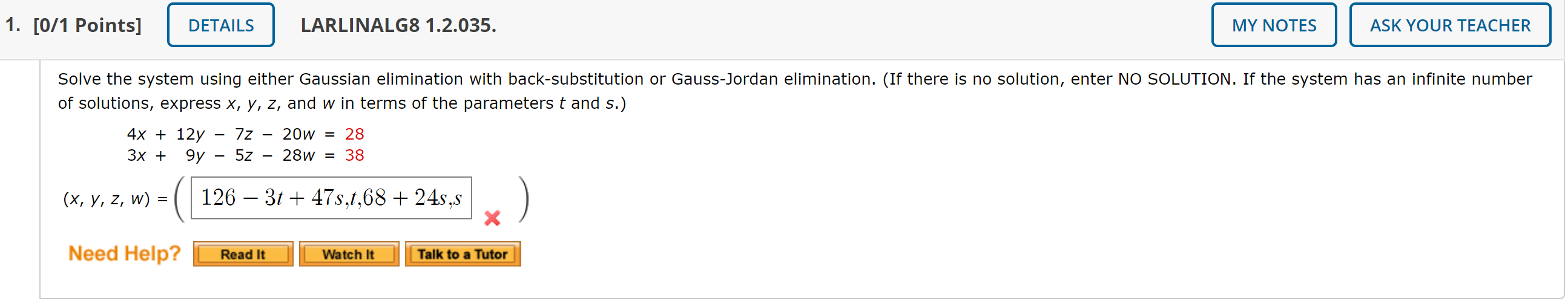 Solved 1. [0/1 Points] DETAILS LARLINALG8 1.2.035. MY NOTES | Chegg.com