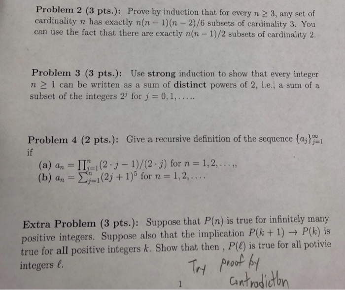 Solved Problem 2 (3 pts.): Prove by induction that for every | Chegg.com