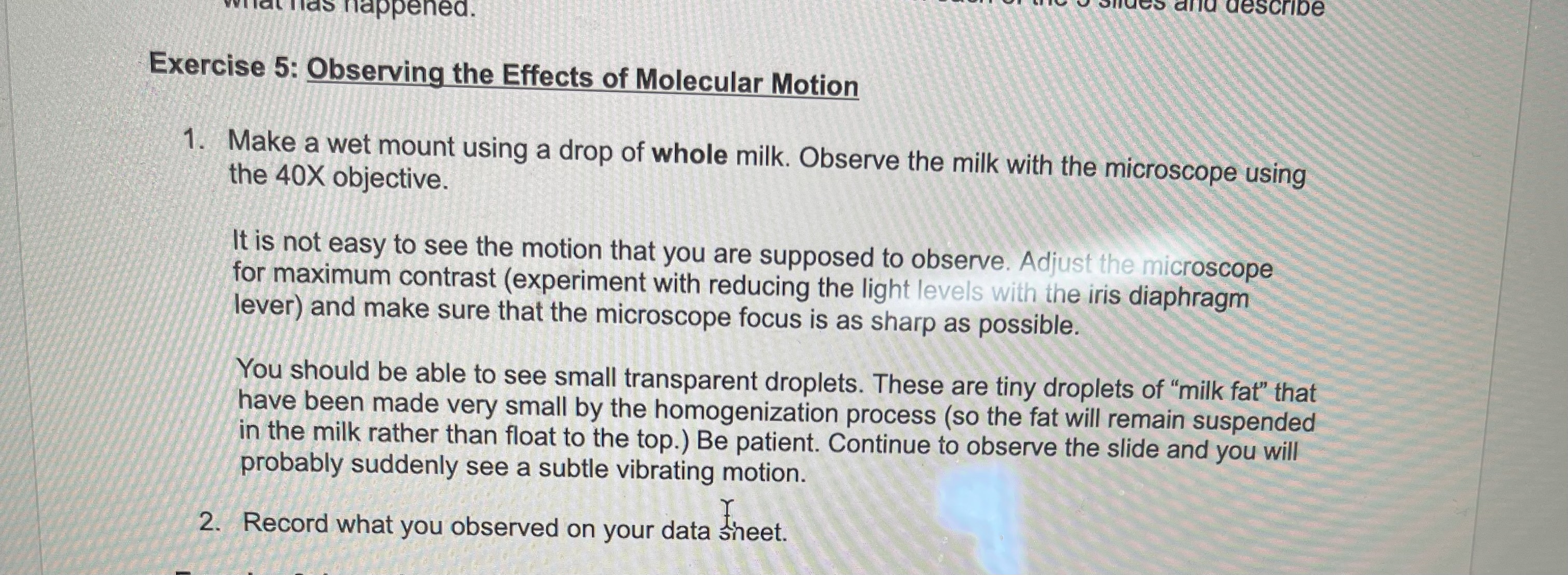 Solved Exercise 5: Observing the Effects of Molecular Motion | Chegg.com