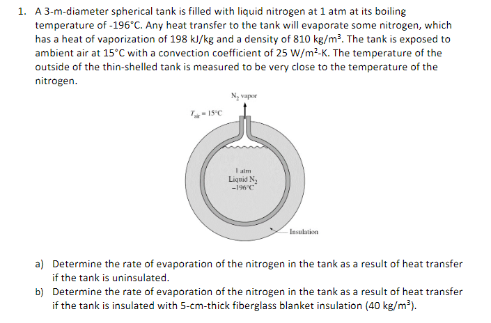 Solved 1. A 3-m-diameter spherical tank is filled with | Chegg.com