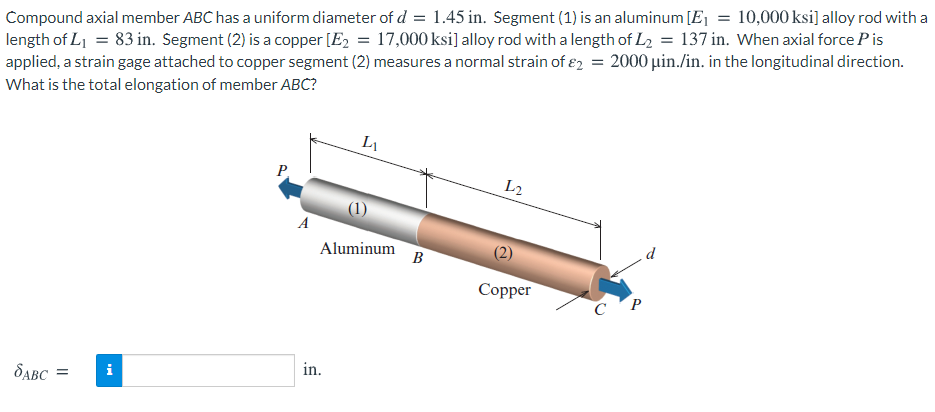 Solved Compound axial member ABC has a uniform diameter of d | Chegg.com