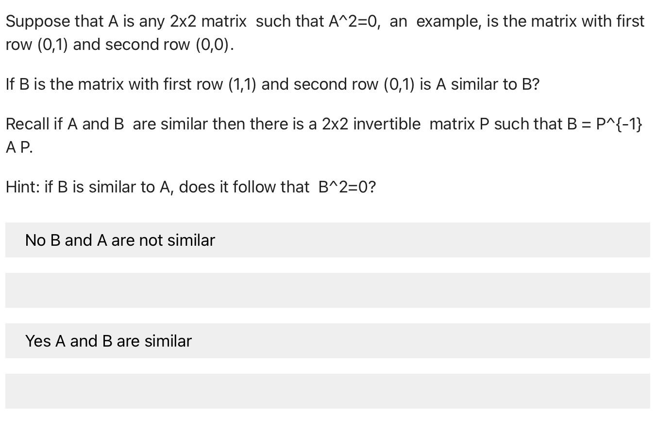 Solved Suppose that A is any 2x2 matrix such that A^2=0, an | Chegg.com