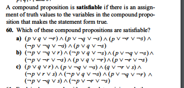 Solved A compound proposition is satisfiable if there is an | Chegg.com