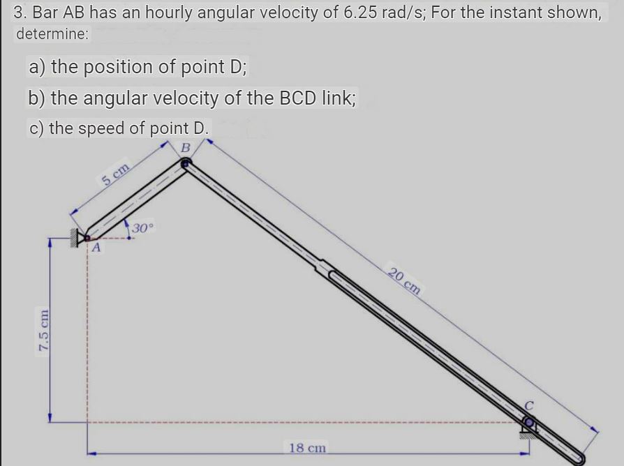 Solved Bar AB ﻿has an hourly angular velocity of 6.25rads; | Chegg.com