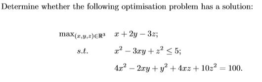 Solved Determine whether the following optimisation problem | Chegg.com