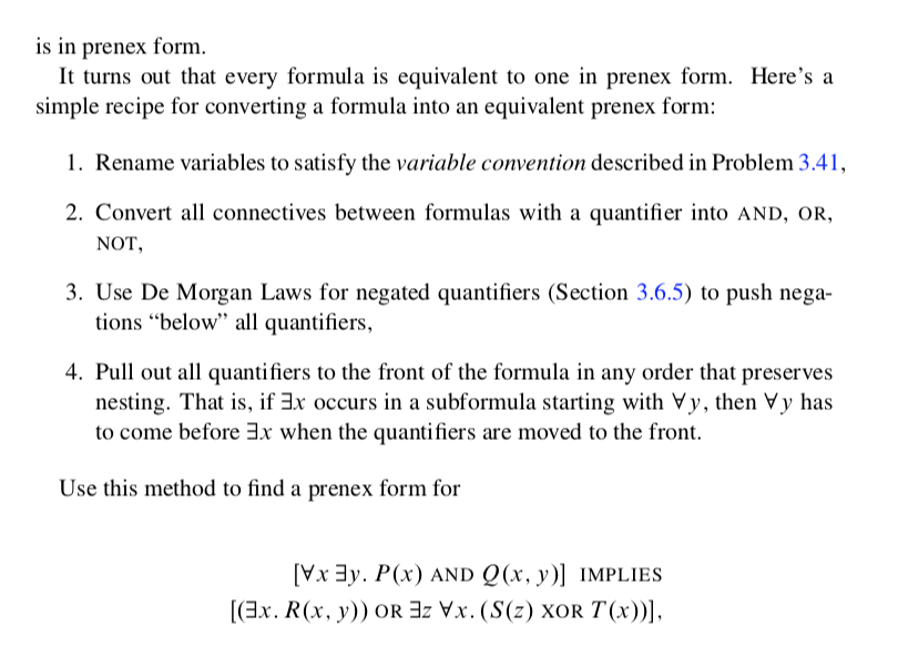 Solved Problem 3.42 A predicate formula is in prenex form | Chegg.com