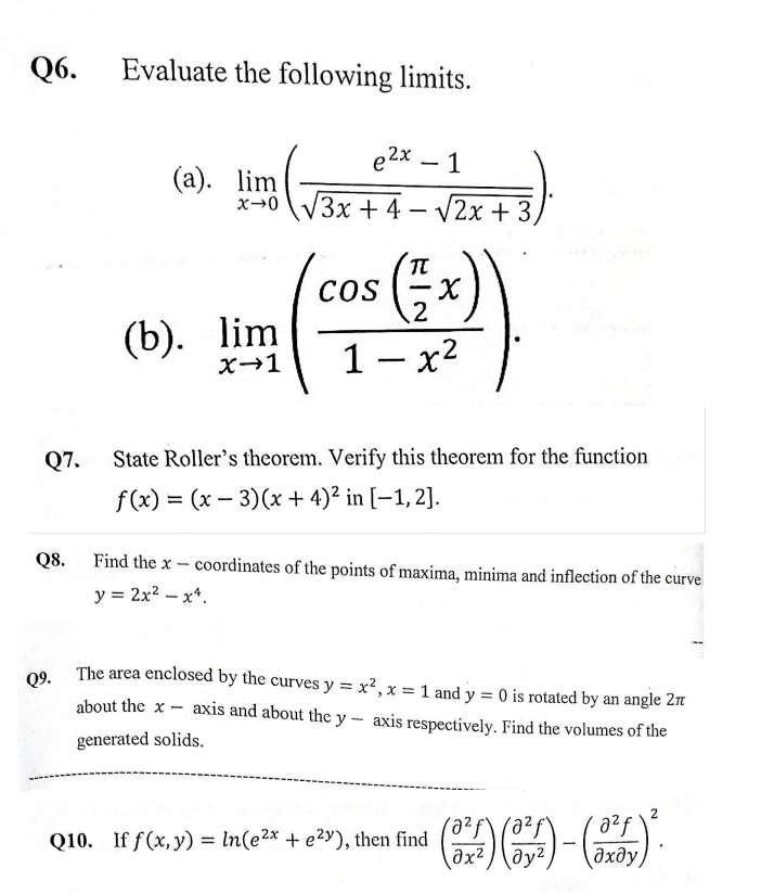 Solved Q6. Evaluate the following limits. (a). | Chegg.com