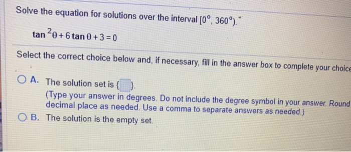 Solved Solve the equation for solutions over the interval [0 | Chegg.com