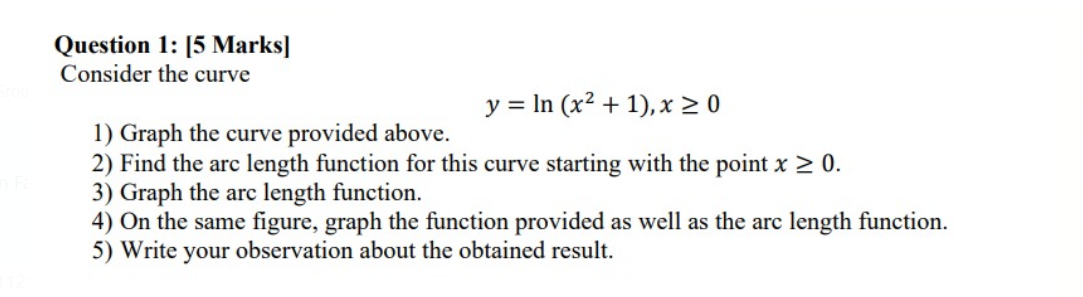 Solved Question 1: [5 ﻿Marks]Consider the | Chegg.com