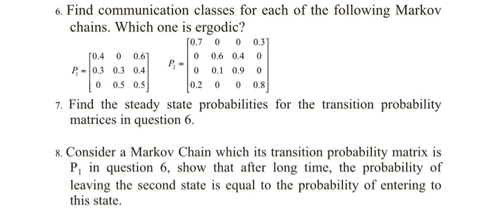 Solved 6. Find communication classes for each of the | Chegg.com