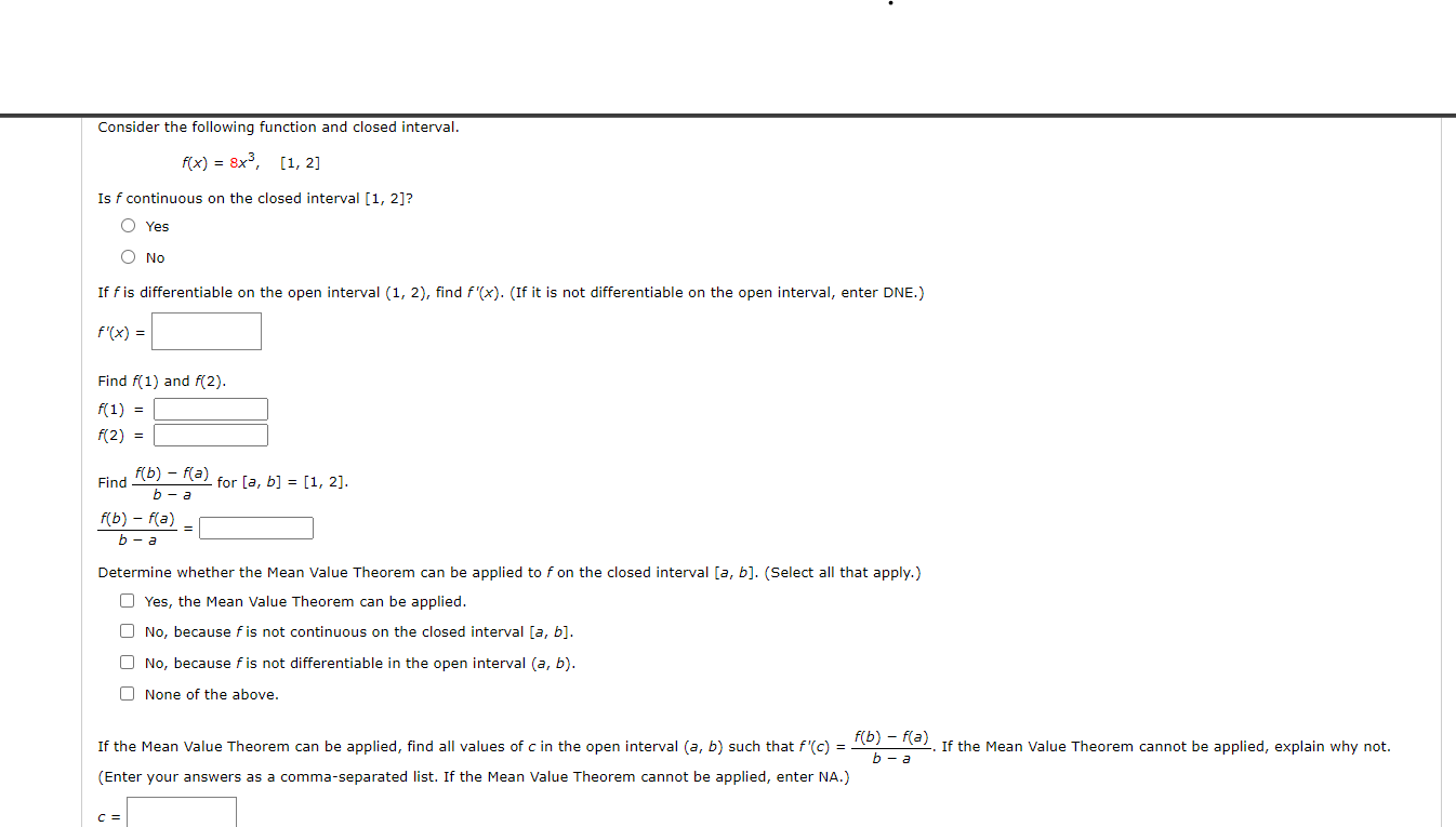 Solved Consider The Following Function And Closed Interval 9626