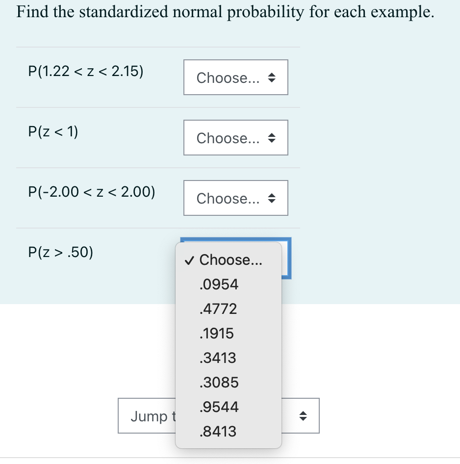 Solved Find the standardized normal probability for each | Chegg.com