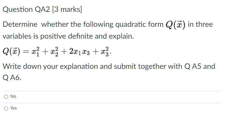 Solved Question QA2 [3 marks] Determine whether the | Chegg.com