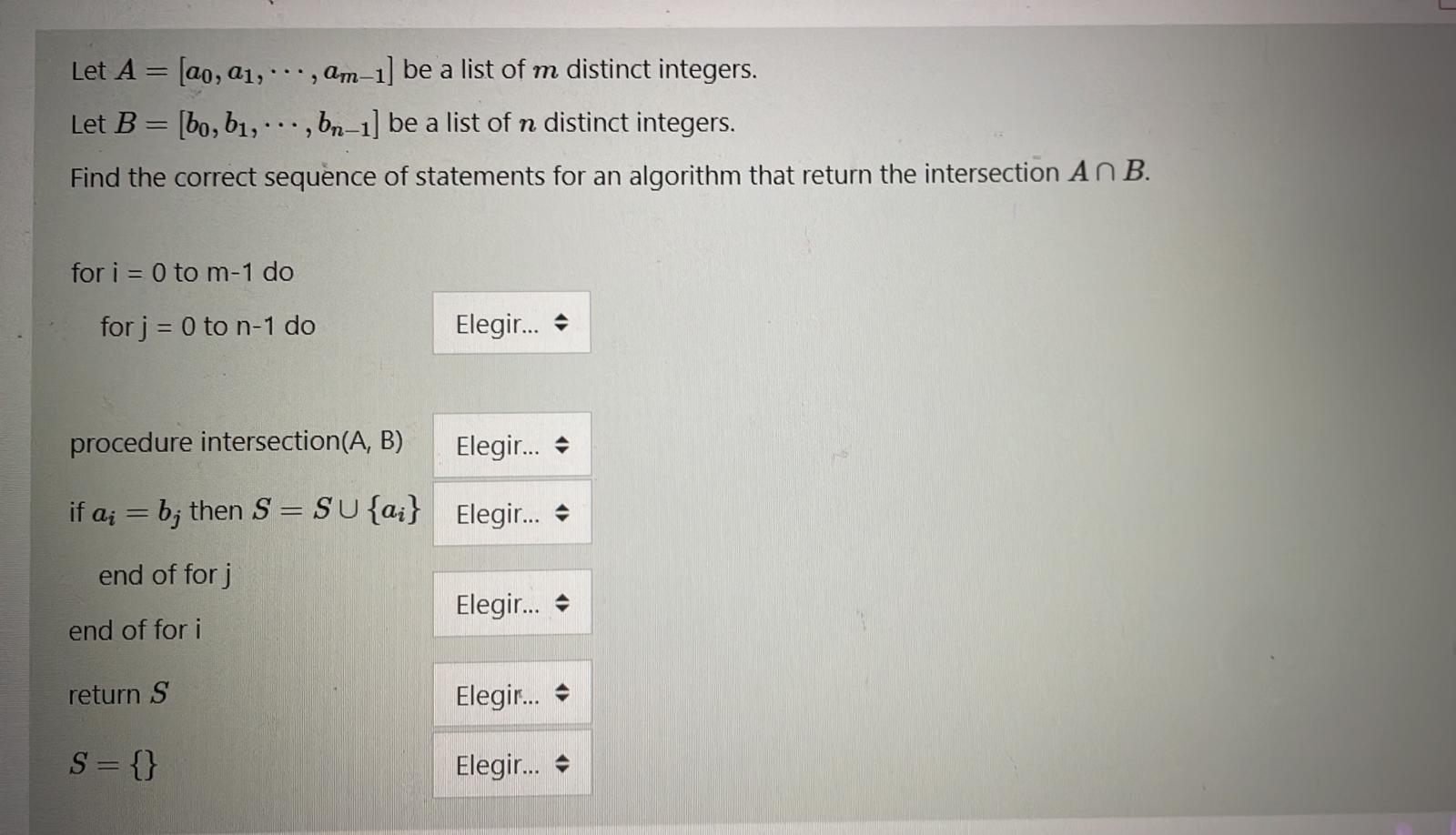 Solved Let A=[a0,a1,⋯,am−1] be a list of m distinct | Chegg.com