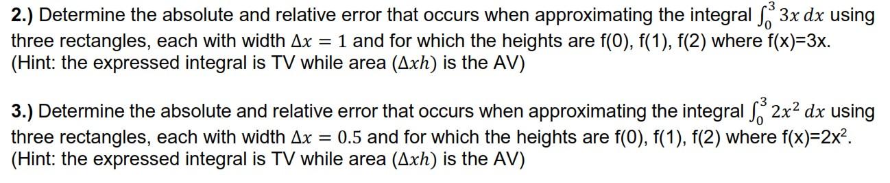 Solved 2 Determine The Absolute And Relative Error That