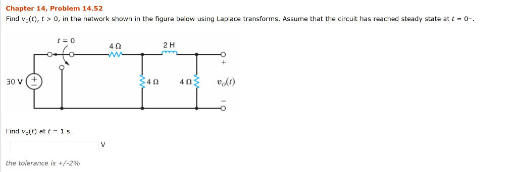 Solved Chapter 14, Problem 14.52 Find vo(t), t > 0, in the | Chegg.com