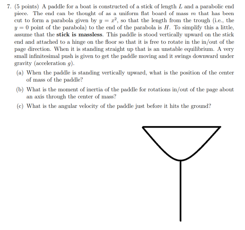 Solved 7. (5 points) A paddle for a boat is constructed of a | Chegg.com